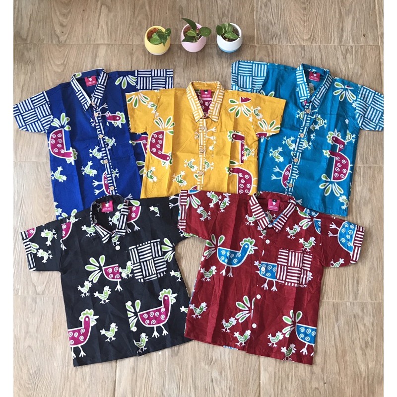 Jual Kemeja Batik Anak Motif Ayam Navy Merah Kuning Toska Hitam Hem ...