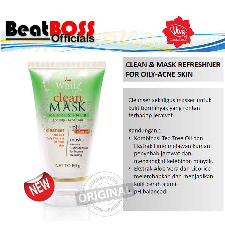 Jual VIVA WHITE CLEAN & MASK REFRESHNER FOR OILY-ACNE SKIN | Shopee ...