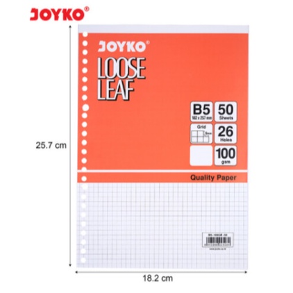 Jual Loose Leaf Isi Kertas File Binder Joyko B5-100GR 50 Lembar Grid | Shopee Indonesia