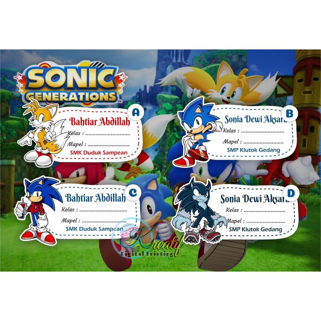 Jual Stiker nama sampul buku Tulis Tema Sonic | Shopee Indonesia