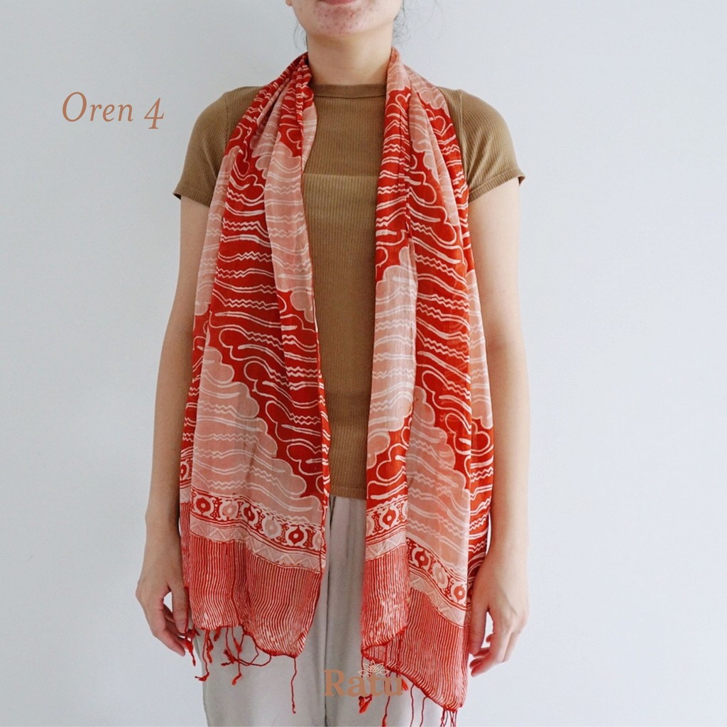 Jual Syal Sutra Salur Batik 45x170 Oren 4 / Selendang / Scarf /Pashmina ...
