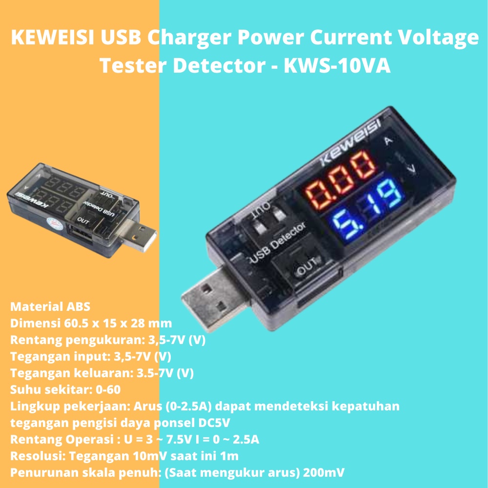 Jual KEWEISI USB Charger Power Current Voltage Tester Detector - KWS ...