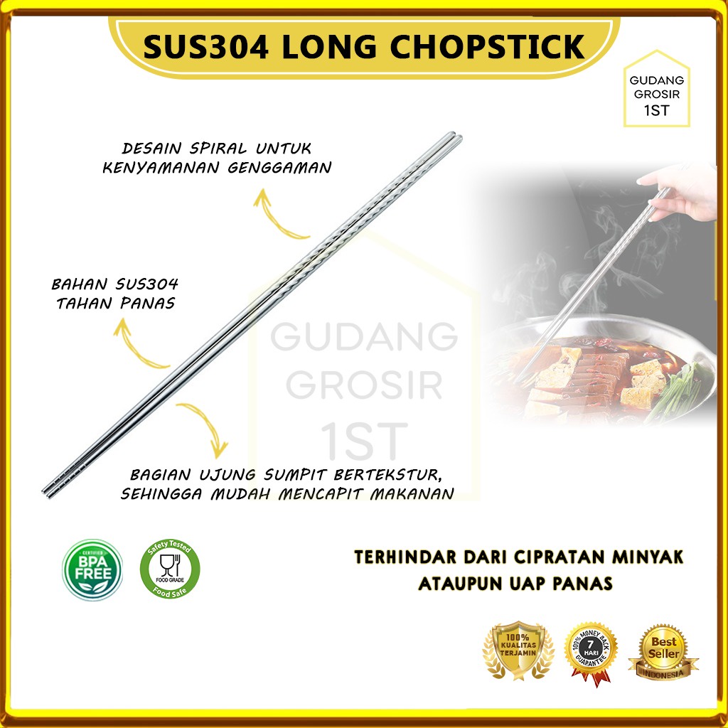 Jual Sumpit Korea Stainless Steel Panjang Tebal | Sumpit Masak Ala ...