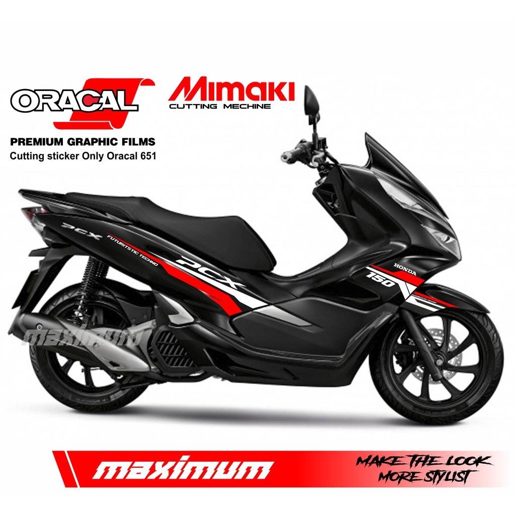 Jual CUTTING STICKER PCX - STRIPING STIKER ORACAL MERAH PUTIH | Shopee ...