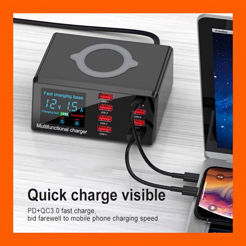 Jual 8 PORT USB WIRELESS MULTI FUNCTION CHARGER MODEL WLX - X9 | Shopee ...