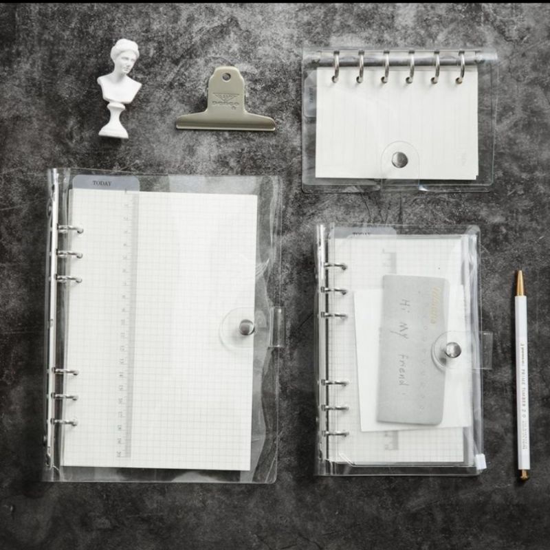 Jual Binder Transparan Bening Aesthetic Ring 6 Lubang Jurnal A6 A5 ...