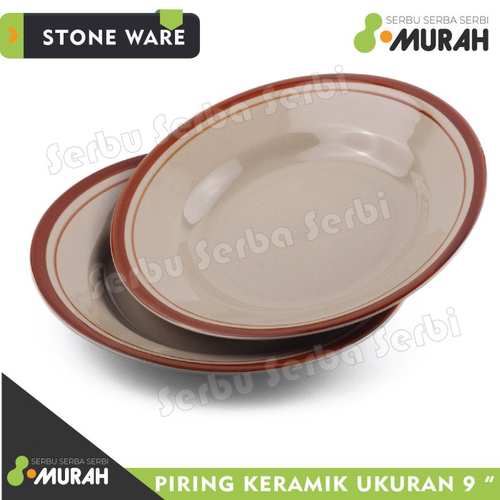 Jual (6 PC) Piring Porselen Lis Coklat 8 Inch | Piring Makan | Piring ...