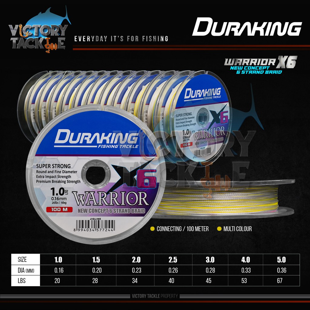 Jual Senar Pancing BENANG PE DURAKING WARRIOR X6 MULTICOLOUR CONNECTING ...