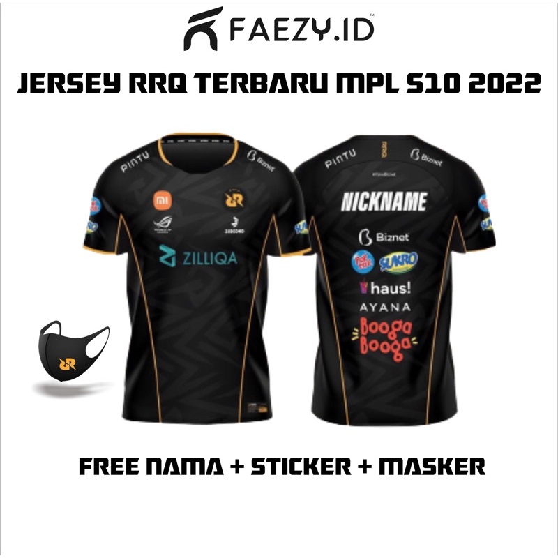 Jual JERSEY RRQ ESPORT TERBARU 2022/2023 Hitam Dan putih MPL SEASON 10 ...