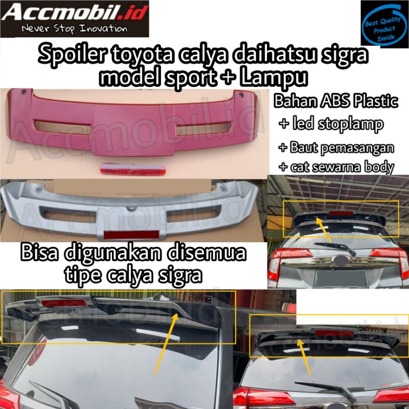 Jual spoiler toyota calya daihatsu sigra model sport ABS + lampu ...