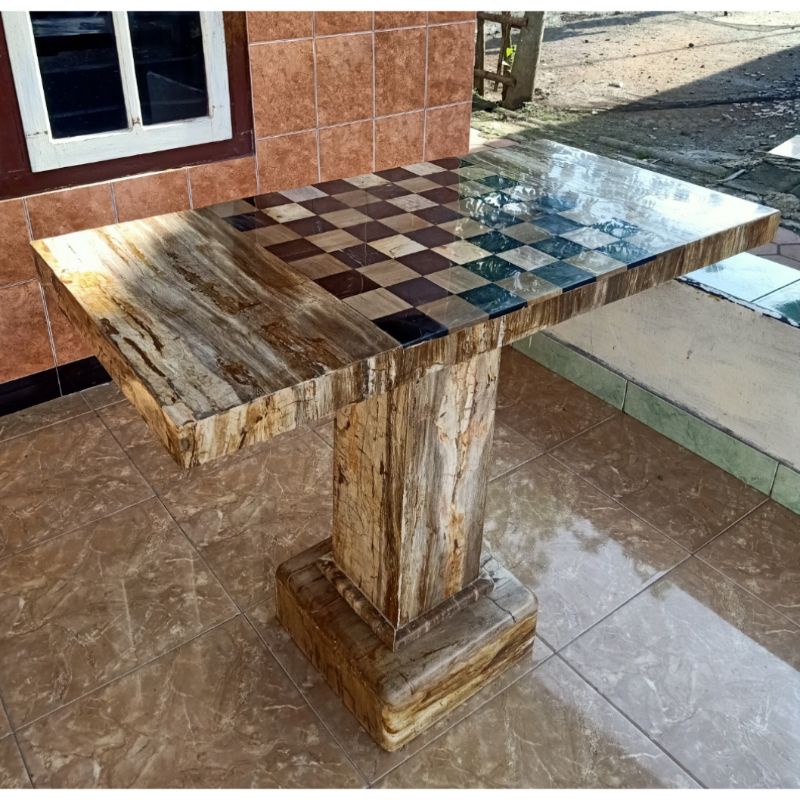 Jual Meja Model Catur Asli Batu Fosil Kayu Kwalitas Super | Shopee ...