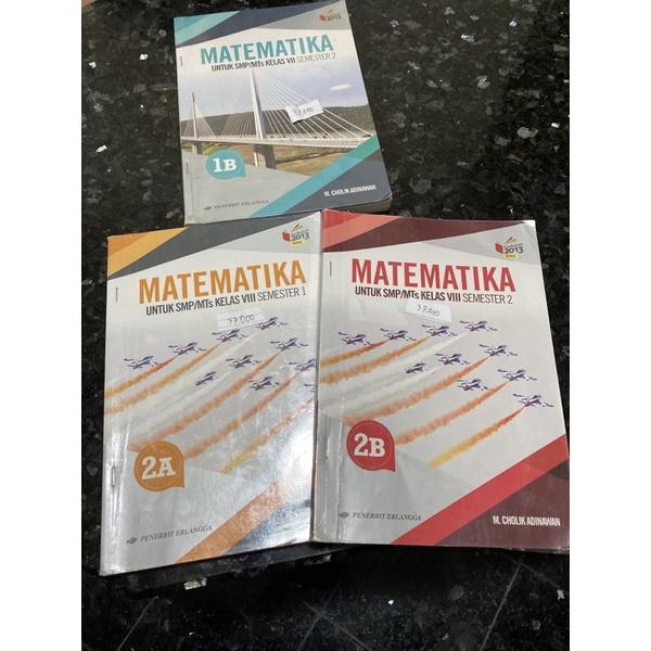Jual Buku Matematika 1A, 1B, 2A, 2B, Kelas 7, 8, VII, VIII, Smp, Penerbit Erlangga, Kurikulum ...