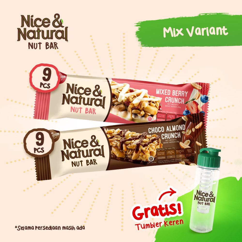 Jual Nice Natural Nut Bar Mixed Berry Crunch 9 x 30 gr + Choco Almond ...