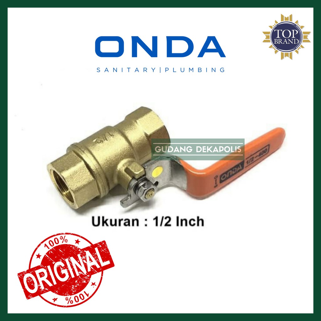 Jual BALL VALVE ONDA 1/2" INCH STOP KERAN KRAN KUNINGAN | Shopee Indonesia