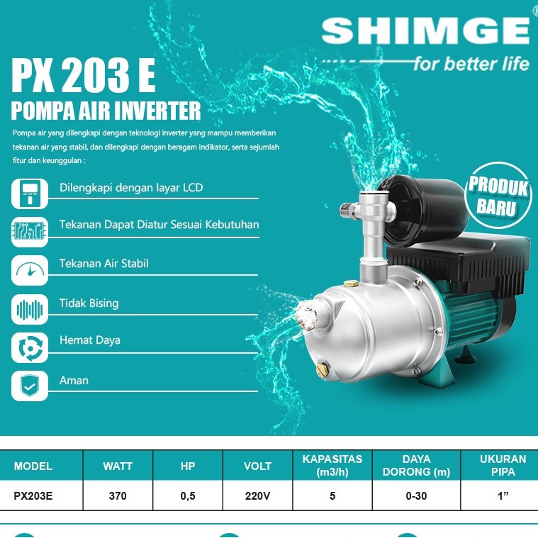 Jual SHIMGE PX 203 E horisontal multistage inverter smart pump pompa ...