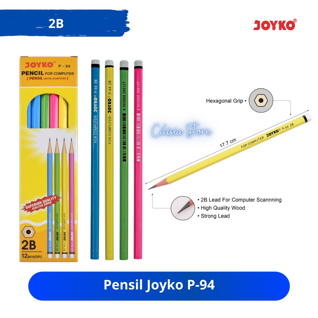 Jual Pensil 2B Joyko P-94 / Pensil Kayu / Pencil / 2B / BOX Isi 12 PCS ...