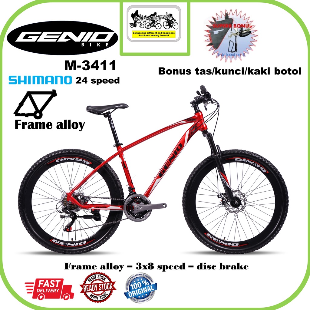 Jual Sepeda Gunung 27,5" GENIO M-541 VT Frame allumunium 24 speed BONUS TAS/KAKI BOTOL/KUNCI L ...