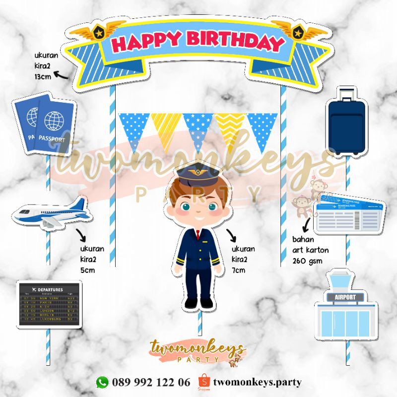 Jual Topper Cake / Hiasan Kue Pilot | Stewardess | Shopee Indonesia