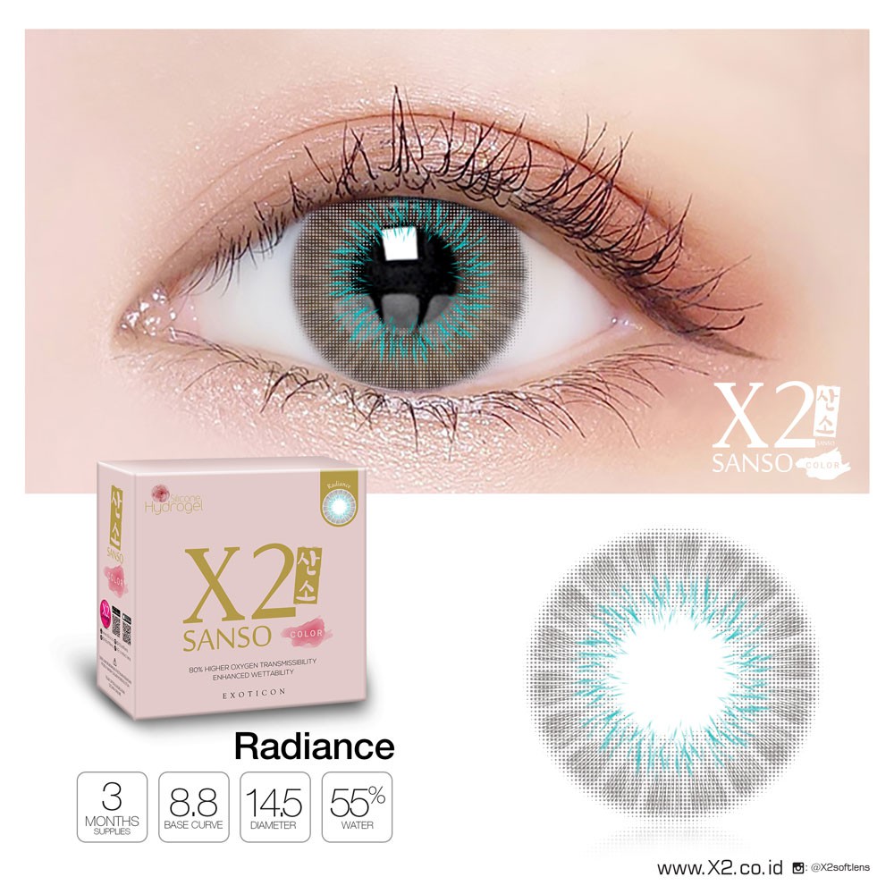 Jual Softlens X2 Sanso Colour Radiance Original Minus Cocok Mata