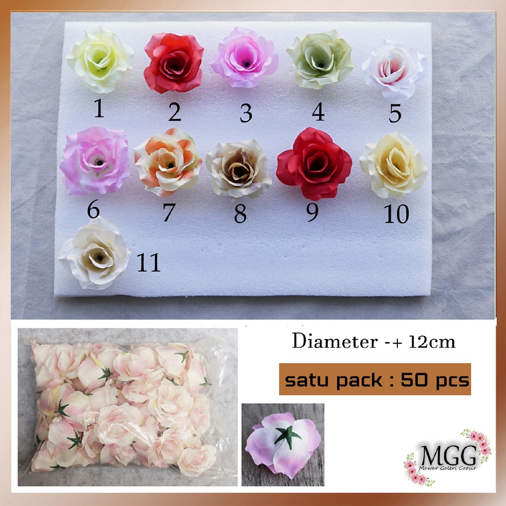 Jual Kuntum Bunga Rose Dekor (1 Pack : 50 pcs) Bunga Artificial / Bunga ...