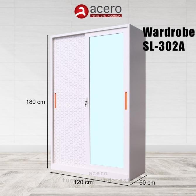 Jual Lemari Pakaian Baju Besi Wardrobe Metal 2 Pintu Sliding Kaca Rumah ...