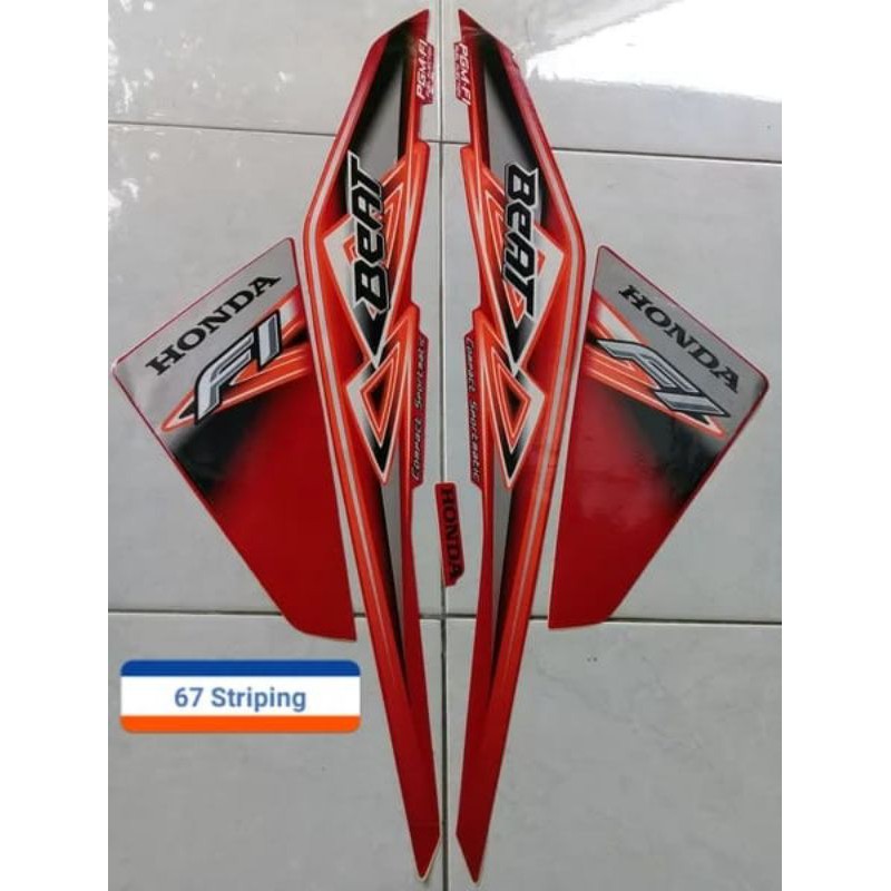 Jual Striping Stiker Motor Honda Beat PGM Fi 2013 Merah Original ...