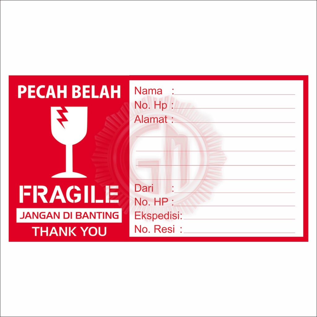 Jual STICKER FRAGILE AWAS BARANG PECAH STICKER ALAMAT 13,5 X 7,5 CM ...