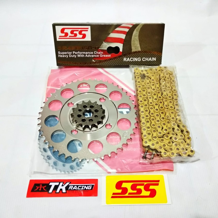 Jual Gear set TK CB150R - CBR150R - Sonic Supra GTR Rantai SSS 428 HSBT Gold | Shopee Indonesia