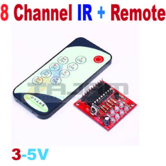 Jual 3-5V 8 Channel IR Receiver Board + 9 Keys Remote Control self ...