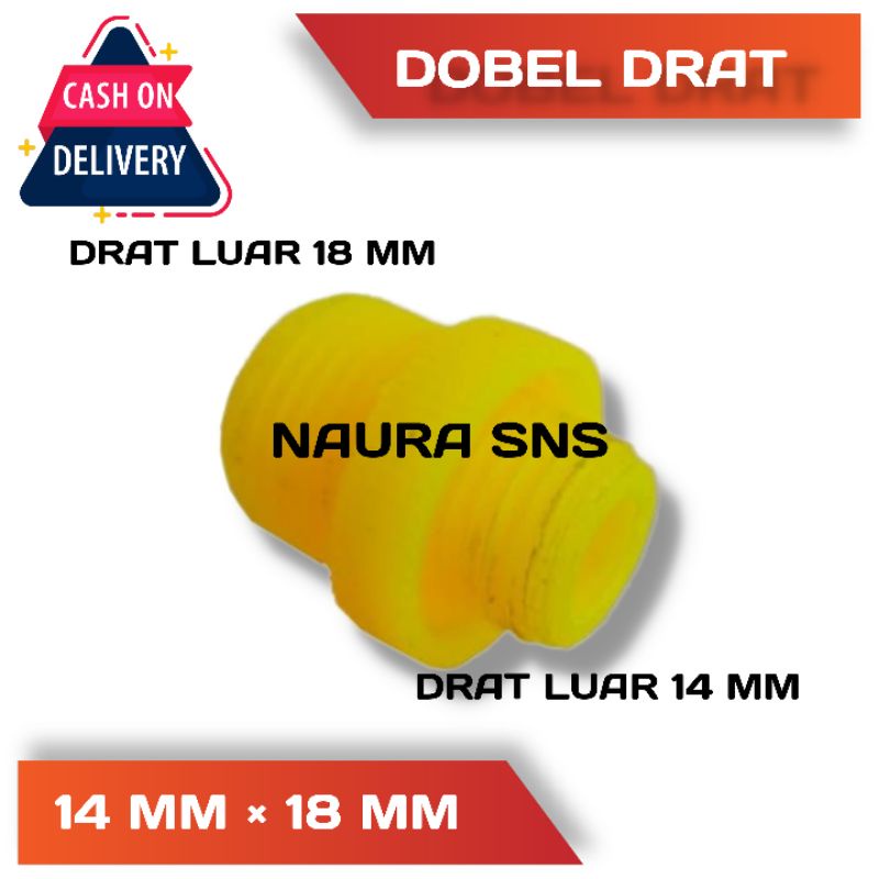 Jual KONEKTOR NEPLE REDUCER DRAT LUAR 18MM KE DRAT LUAR 14MM / KONEKTOR ...