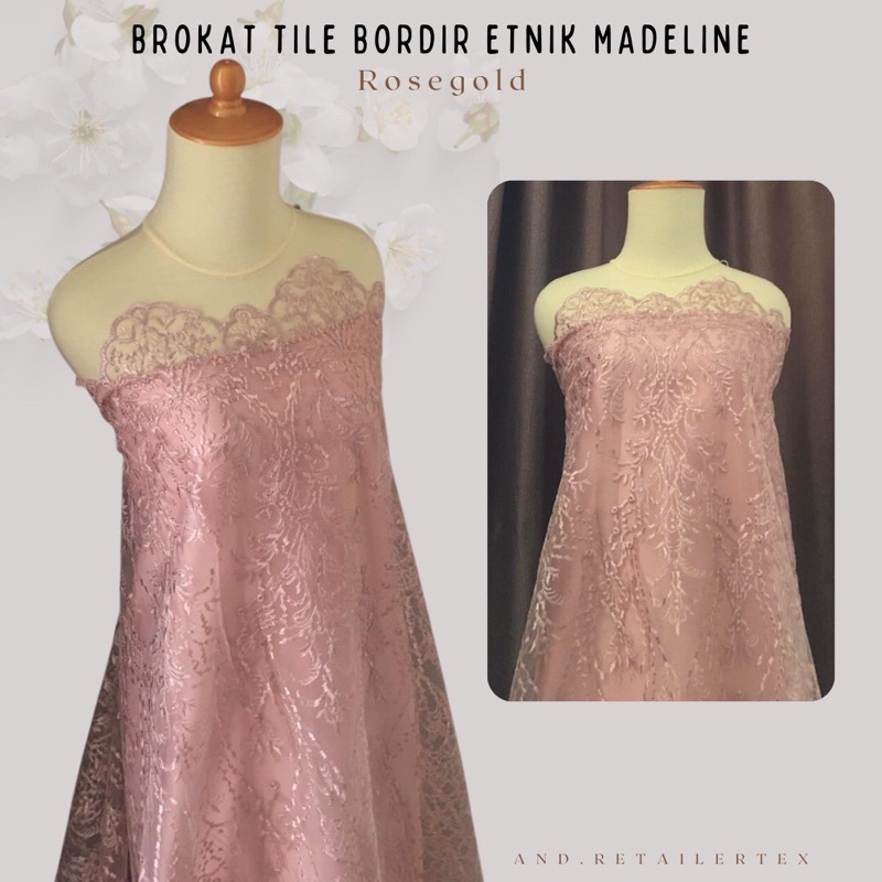 Jual Kain Bahan Kebaya Brokat Tile Bordir Madeline Motif Etnik Warna ...