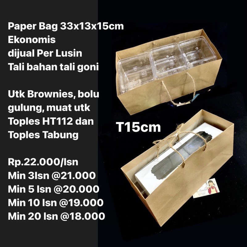 Jual Paper Bag 33x13x15cm Ekonomis dijual Per Lusin Tali Bahan Goni ...