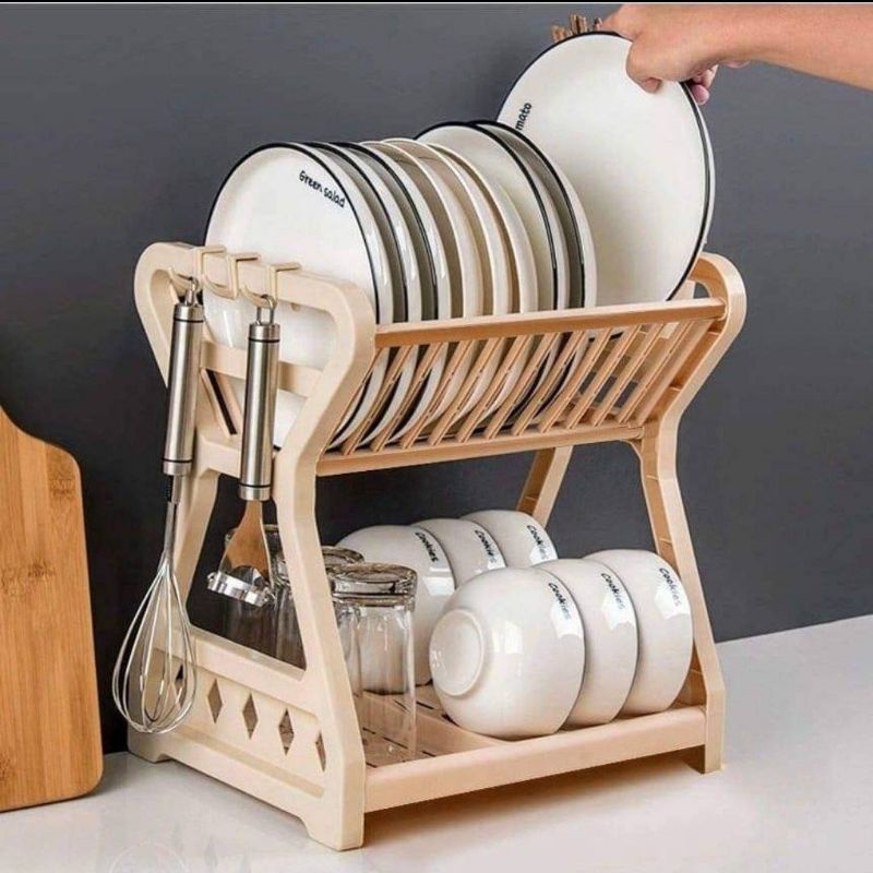 Jual RAK PIRING PLASTIK 2 TINGKAT SUSUN RAK PENGERING PIRING PENIRIS ...