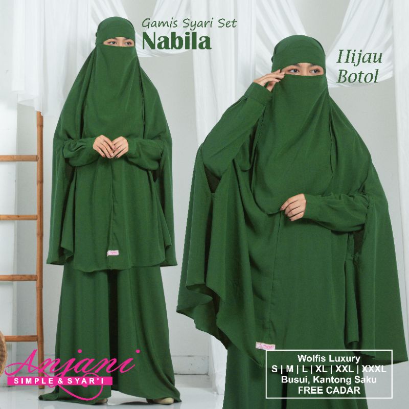 Jual Gamis Polos Nabila Set Syari Gamis Syari Set Khimar Plus Cadar Gamis Syari Polos Set Jilbab ...