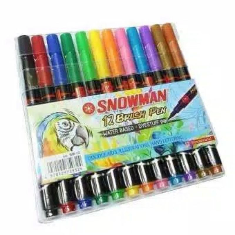 Jual Spidol Kuas Brush Pen BM-12 Snowman 12 Warna | Shopee Indonesia