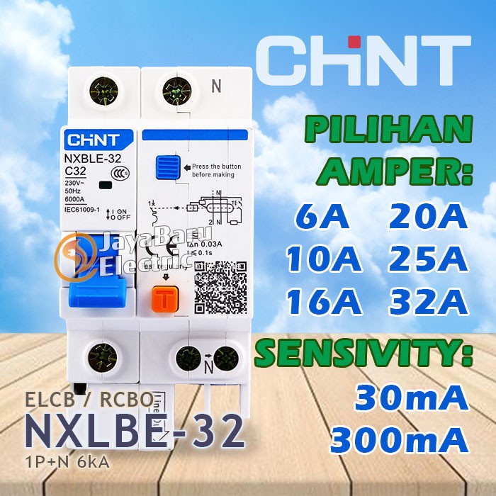 Jual DIAN |RCCB ELCB RCBO Chint NXBLE-32 NXBLE32 1P+N 6A 10A 16A 20A 25A 32A - 30mA, 6A | Shopee ...