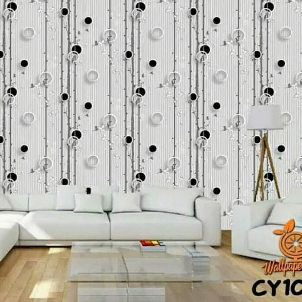 Jual Wallpaper Dinding Sticker Motif Ranting Polkadot Hitam Minimalis ...