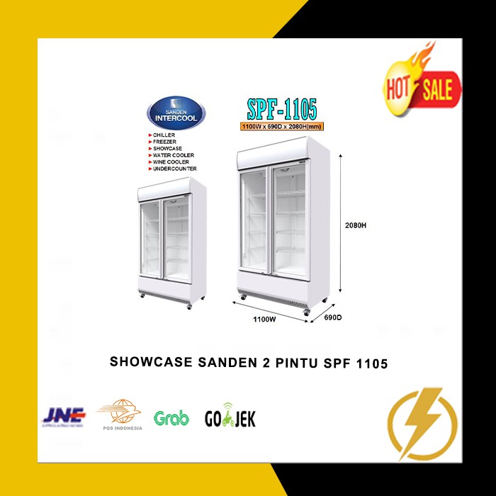 Jual SHOWCASE SANDEN 2 PINTU SLIDING 1100 LITER 400 WATT - SPF 1105 ...