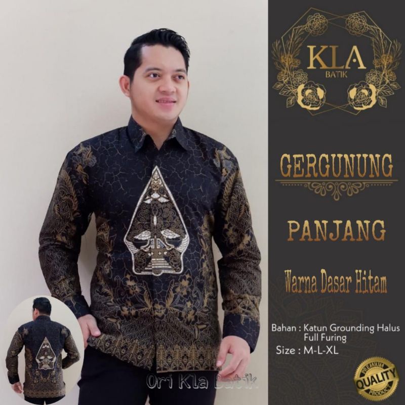 Jual batik HITAM gunung BATIK PRIA LENGAN PANJANG FULL FURING BATIK ...