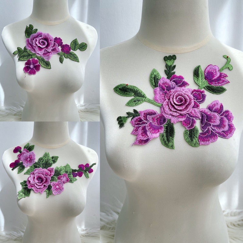 Jual Bunga 3D Bordir Tempel Ready 12 Warna | Shopee Indonesia