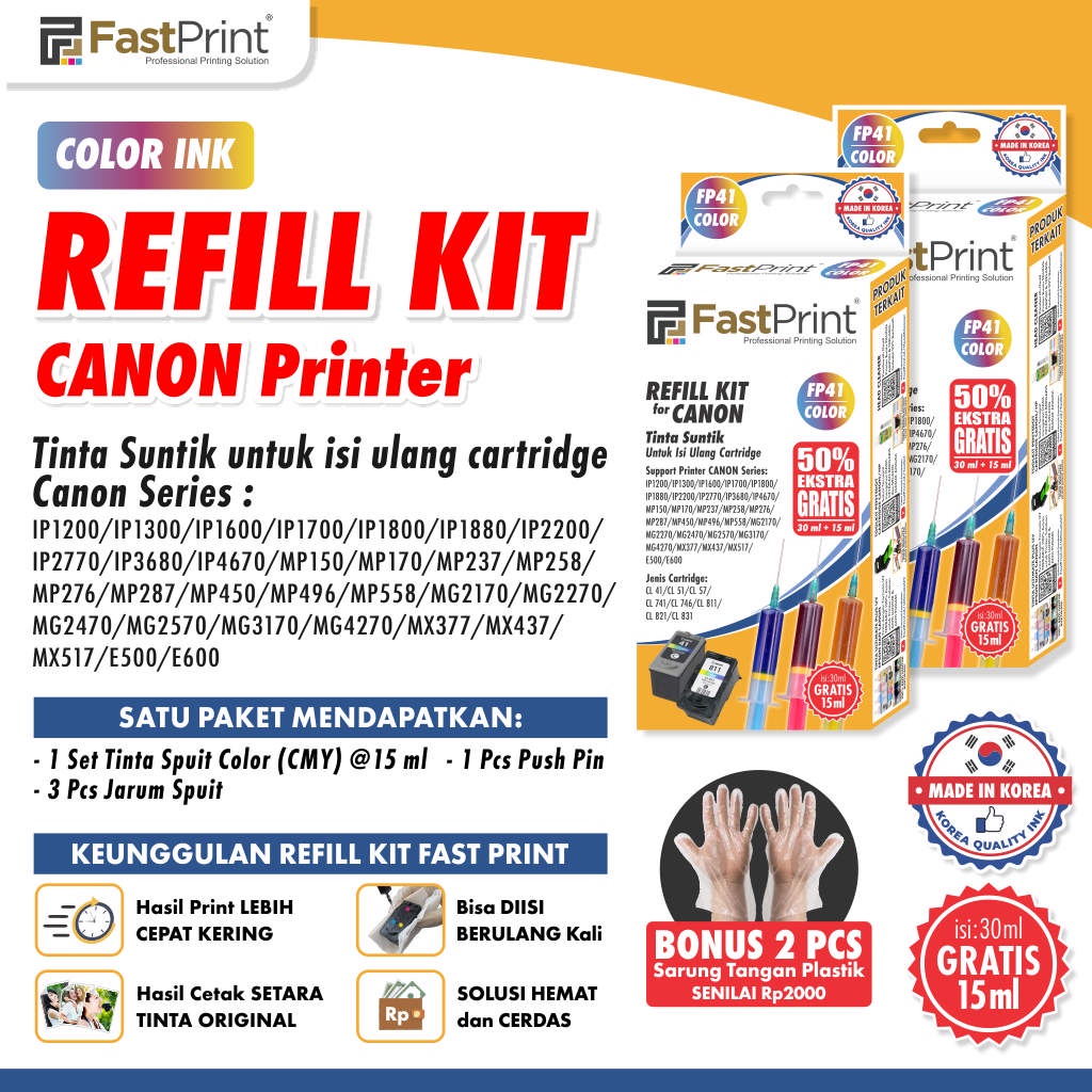 Jual Fast Print Refill Kit Canon FP41 Warna | Shopee Indonesia