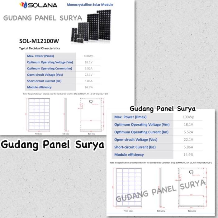 Jual Panel Surya Solar Panel Solarcell SOLANA MONO 100WP 100 WP ...