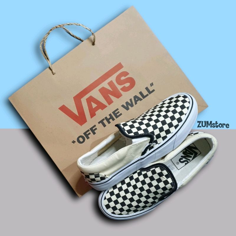 Jual Sepatu Slip On OG Checkerboard Black White PREMIUM BNIB ( FREE ...