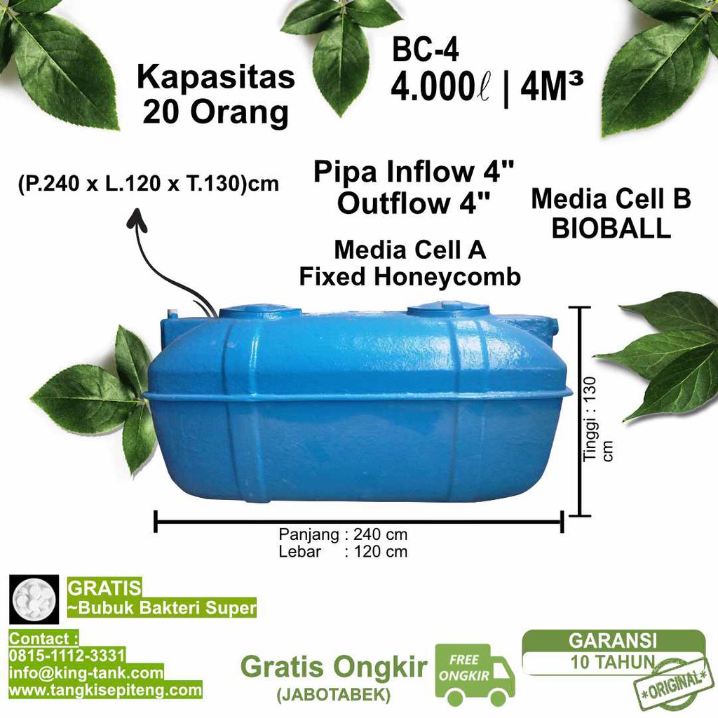 Jual Tangki BIOTANK ANAEROB HORISONTAL 4000L / 4M3 - BIO SEPTIC TANK ...
