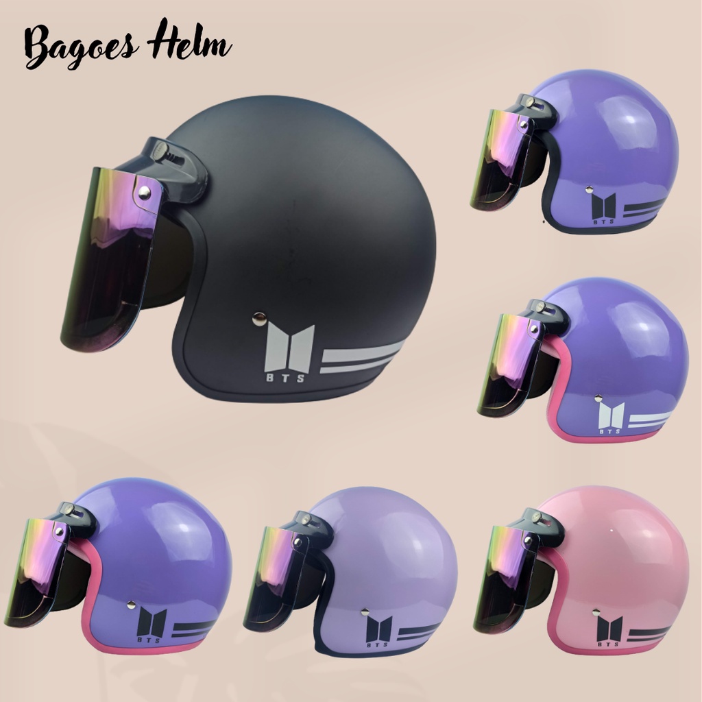 Jual Helm Bogo Retro Dewasa Cewek Cowok SNI Motif BTS ARMY K-pop ...