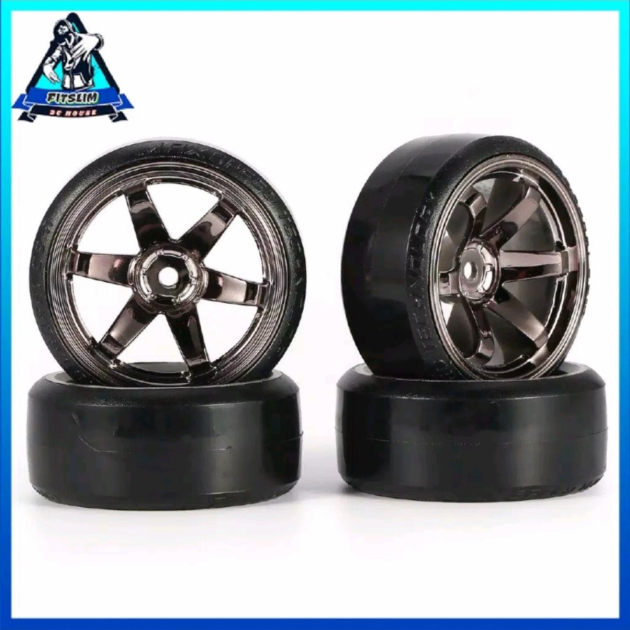 Jual 4 pcs VELG BAN DRIFT RC 1:10 1/10 TE37 HSP TAMIYA HPI HEX 12mm ...