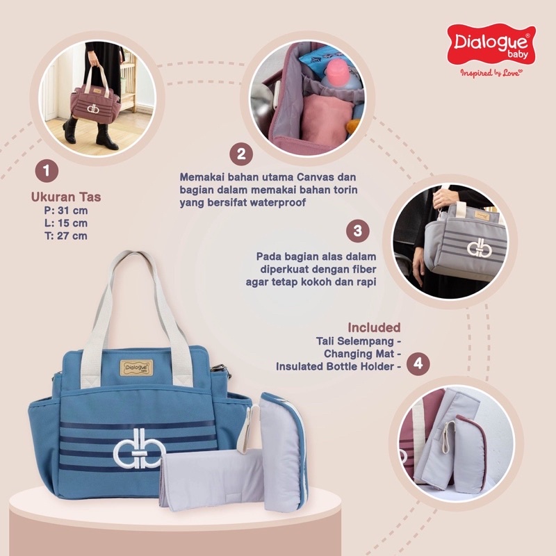 Jual Dialogue Tas Sedang 3in1 Set Grand Series DGT7415 / Diapers Bag ...