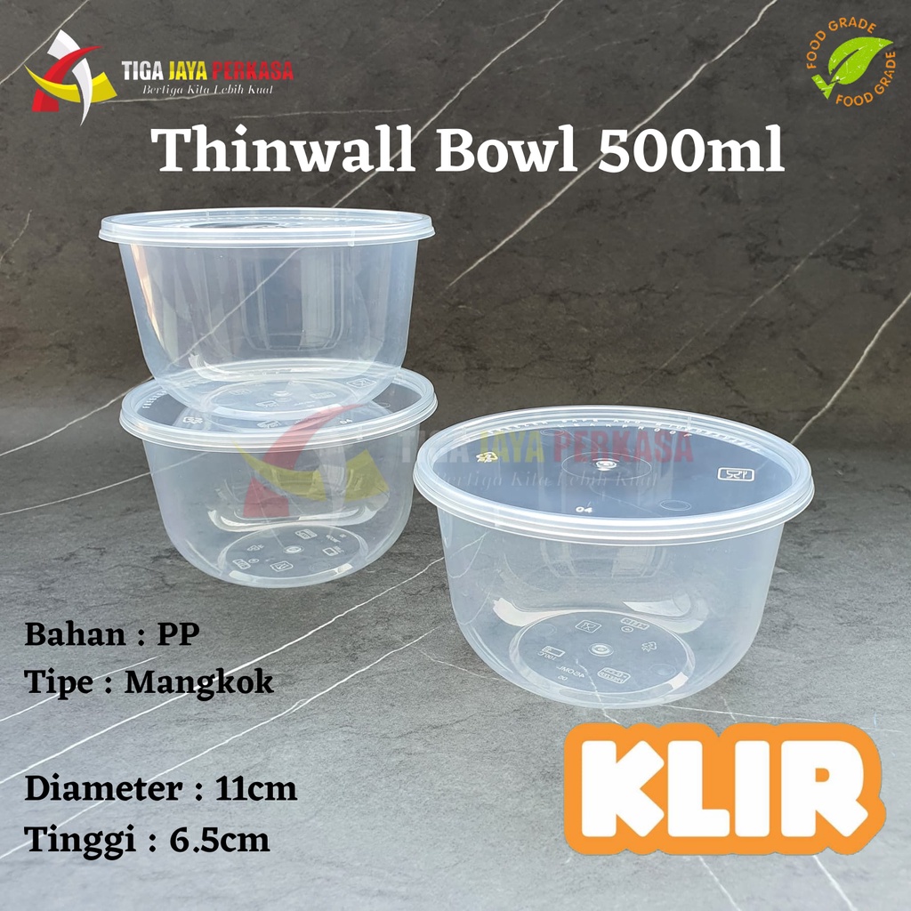 Jual Thinwall Klir Bowl 500 ml / Mangkok Makan 500 ml / Mangkok Plastik / Thinwall Bowl @25pcs ...