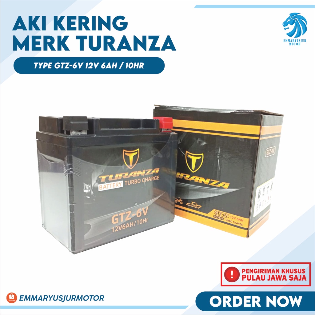 Jual AKI KERING GTZ-6V TURANZA AKI MOTOR MERK TURANZA BERKUALITAS ...