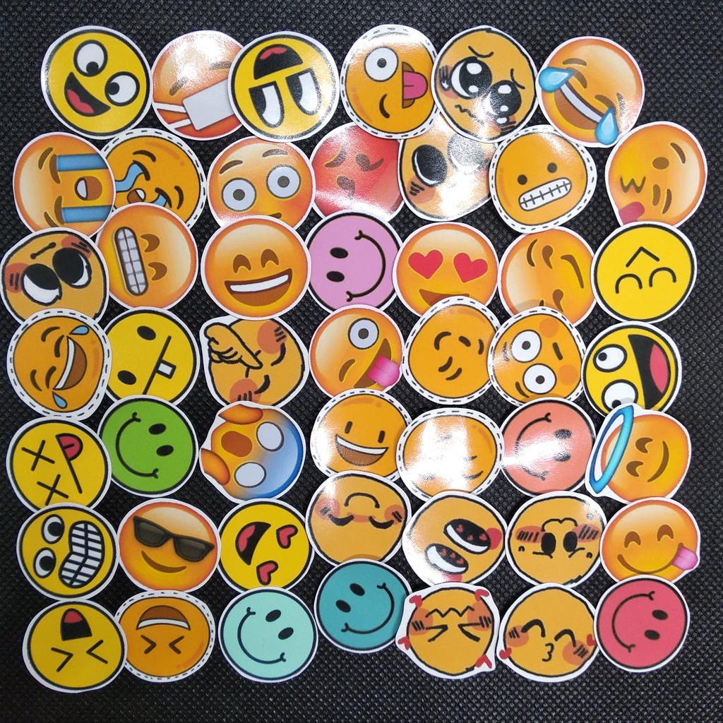 Jual 48 pc STIKER TEMA EMOJI (uk S) | STICKER GLOSSY AESTHETIC ...